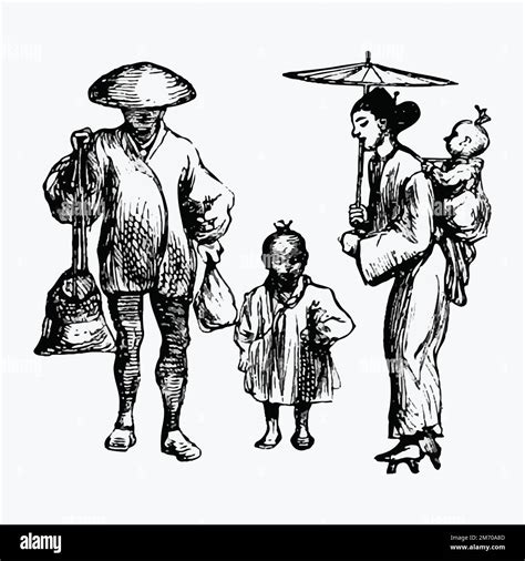 Vector De Ilustración Tradicional De La Familia Japonesa Imagen Vector De Stock Alamy