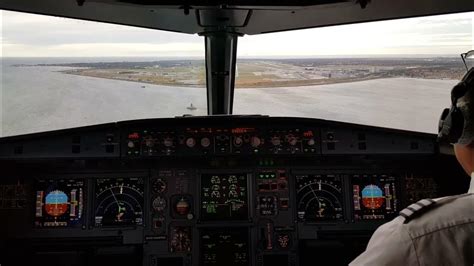 Cockpit View Full Landing At Copenhagen Cph Airport In Morning Fog