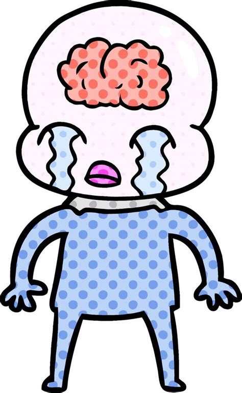 Cartoon Big Brain Alien Crying 12422952 Vector Art At Vecteezy