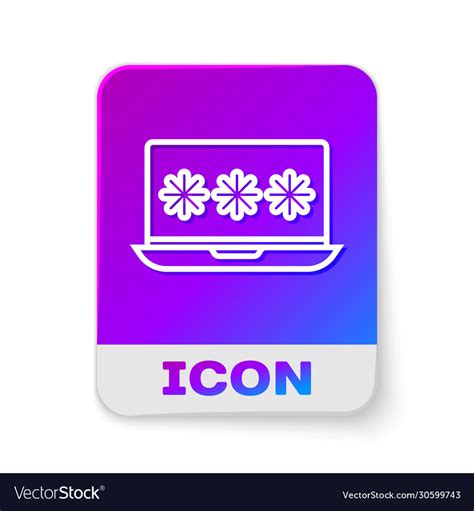 White Line Laptop With Password Notification Icon Vector Image