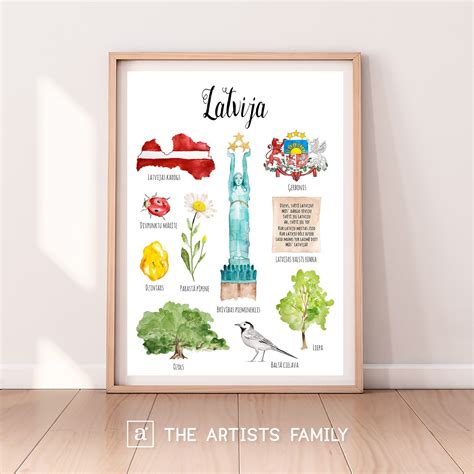 Latvija Latviski Digitāli Drukājams Fails Bērnu Plakāts Etsy