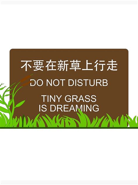 Do Not Disturb Tiny Grass Is Dreaming Poster For Sale By Engrishman Redbubble