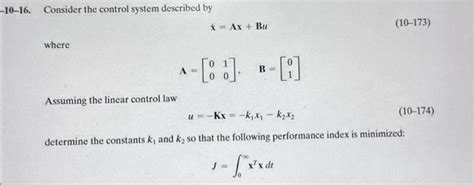 Solved 16 Consider The Control System Described By Chegg Com