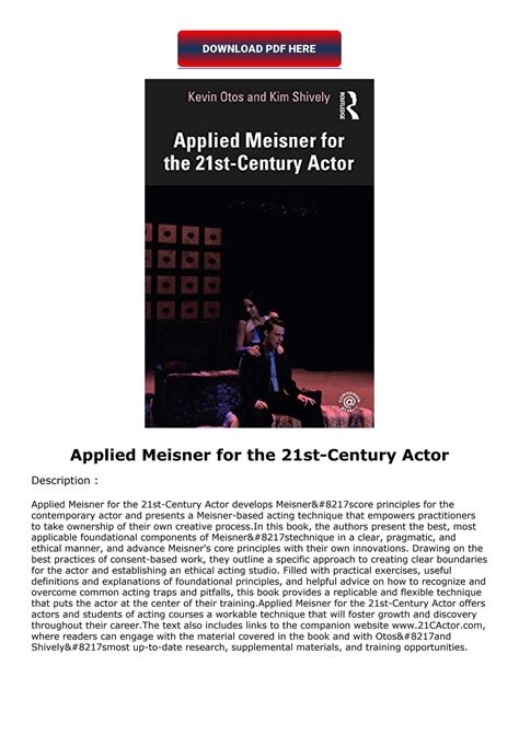 Pdf Kindle Download Applied Meisner For The 21st Century Actor By