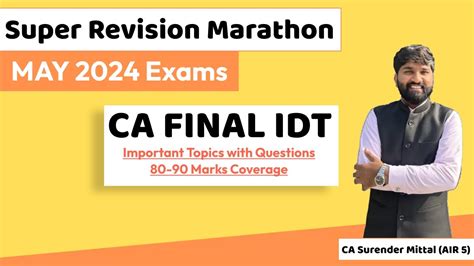 IDT Super Revision Marathon May 24 Important Topics Questions 80 90