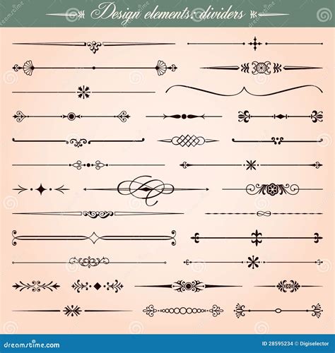 Calligraphic Design Elements Dividers And Dashes Stock Vector