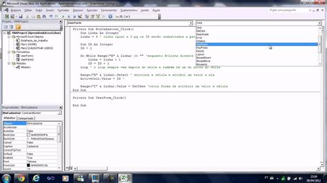 Aula De Excel 2 Programando Em Vba Tela Cadastro Youtube