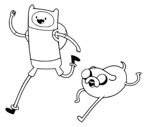 Desenhos De Finn E Jake Correndo Para Colorir E Imprimir
