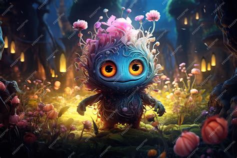 Premium Ai Image Cute Fantasy Monster In The Garden Of Surreal World