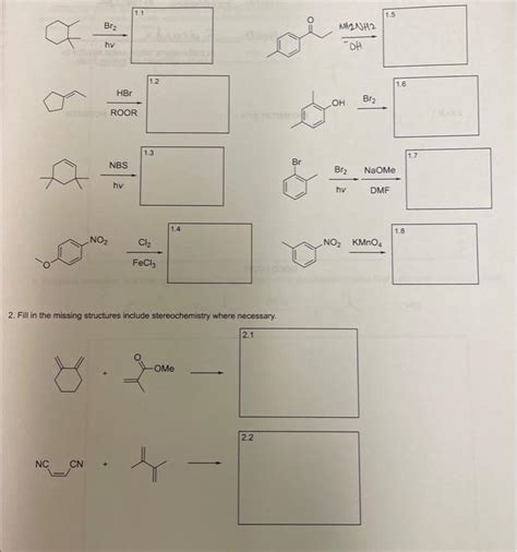solved 2 fill in the missing structures include