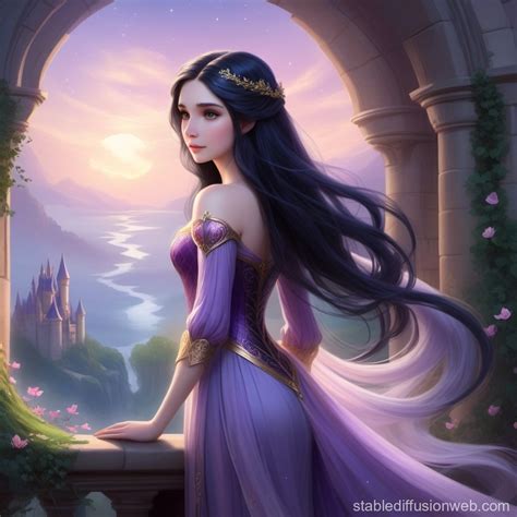 Anime Rapunzel Com Cabelo Preto