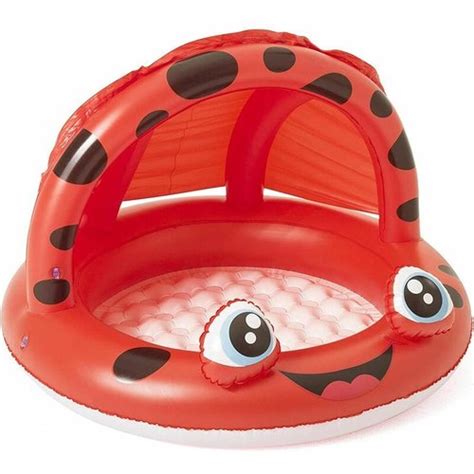 Piscine Pataugeoire Ronde Hanbing Avec Auvent 97 X 66 Cm Rouge