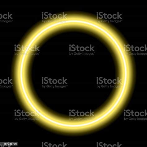 네온 빛나는 프레임 E서클 조명 된 기하학적 모양 서명 템플릿 디자인 요소 내부에 빈 공간이 있는 밝은 여러 가지 색상의 원 검은색에 대한 스톡 벡터 아트 및 기타 이미지