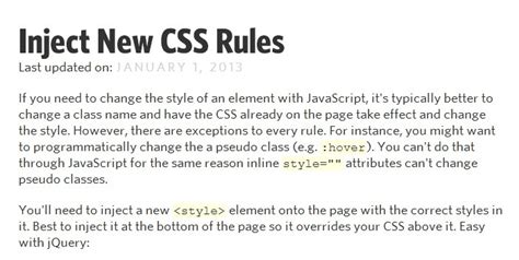 inject new css rules css tricks css javascript html css