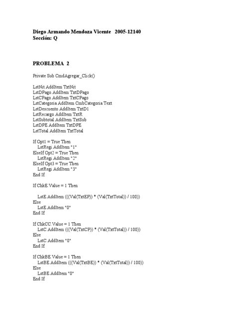 Problema 2 Visual Basic 60 Pdf Teaching Mathematics