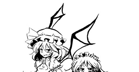 レミリア 一発描きレミリアと咲夜。。 黒萩涼のイラスト Pixiv
