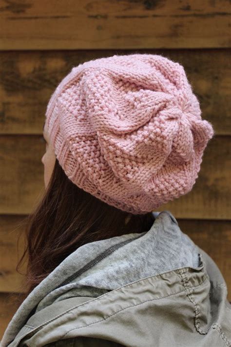 Inverness Hat Light Pink Knit Slouchy Style Hat With Etsy Hat
