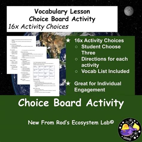 Hydrology Vocabulary Choice Board Activity Worksheet By Rods Ecosystem Lab