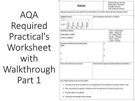 Aqa Science Required Practical Worksheet Part 1 Teaching Resources