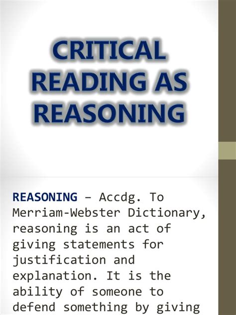 Critical Reading As Reasoning Pdf Reason Argument