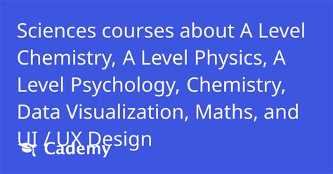 sciences courses about a level chemistry a level physics a level