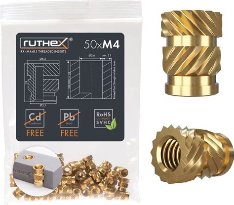 Ruthex Threaded Inserts M4 50 Pieces 3DJake Ireland
