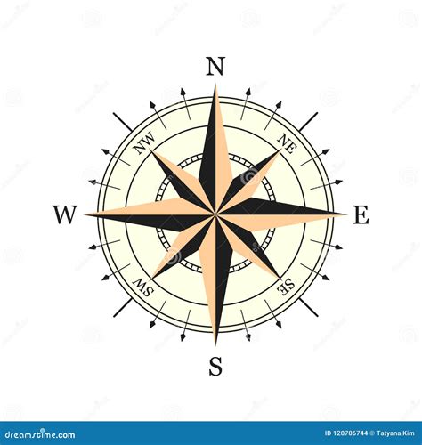 Compass Wind Rose Hand Drawn Vector Design Element Stock Vector