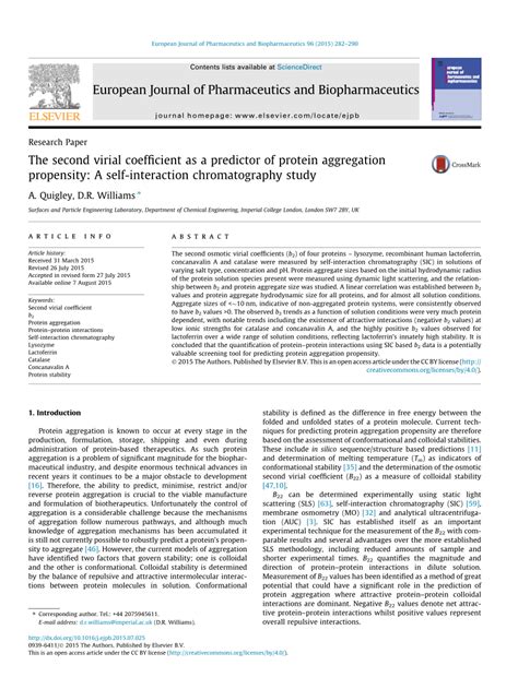 Pdf The Second Virial Coefficient As A Predictor Of Protein