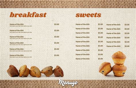 Muffin Bakery Takeout Menu Template By Musthavemenus