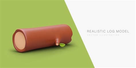 Premium Vector Realistic Model Of Wooden Log Color Poster For Web Design With Space For