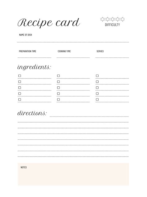 Копия Recepie Card Template A4 Pdf