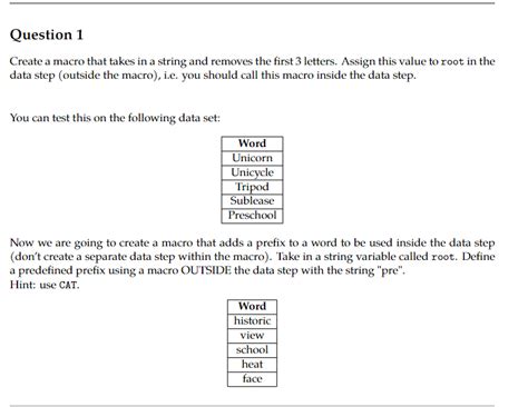 Solved Question Create A Macro That Takes In A String And Chegg