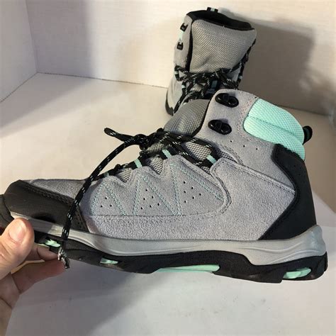 Womens Adventuridge Hiking Ankle Boot Size 8 Suede Leather Gray Green