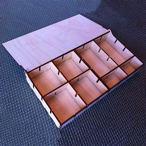 Laser Cut Wooden Electronics Components Compartment Storage Box Dxf And
