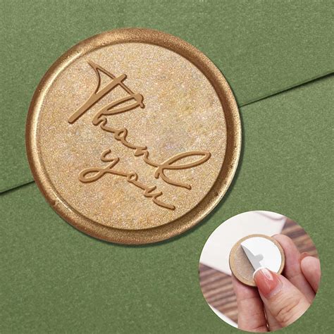 100 Pack Self Adhesive Wax Seal Stickers Thank You Gold