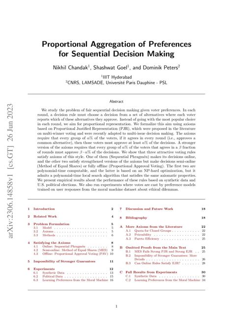 Proportional Aggregation Of Preferences For Sequential Decision Making