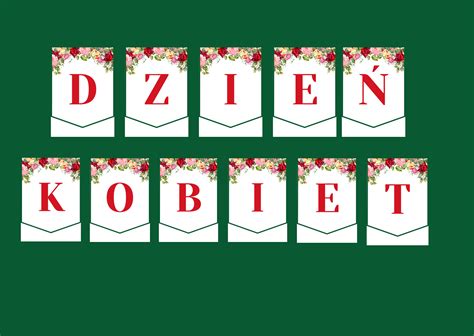 DZIEŃ KOBIET girlanda napis gazetka wersja 3 Złoty nauczyciel