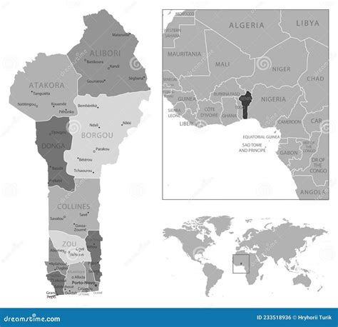Benin Map Black Silhouette Country Map Isolated On White Background
