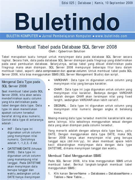 Pdf 25 Membuat Tabel Pada Database Sql Server 2008 Dokumentips