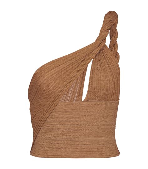 Womens Balmain Brown Asymmetric Crop Top Harrods Uk