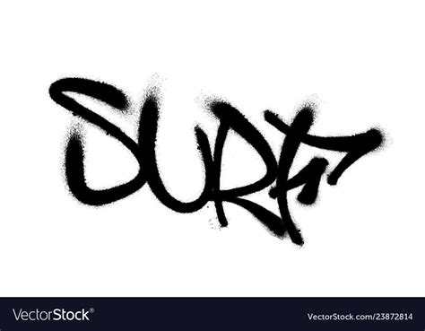 Sprayed Surf Font Graffiti With Overspray In Black