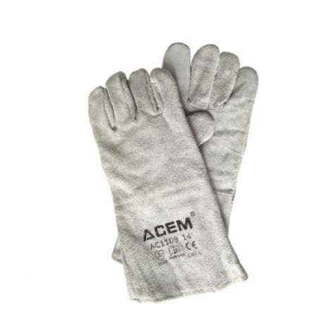 PAIRE DE GANT ANTI CHALEUR EN CUIRE SOUDEUR GRIS ACEM EGM