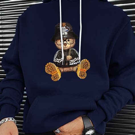 Cartoon Teddy Bear Print Hoodie Hoodies For Men Mens Casual Graphic
