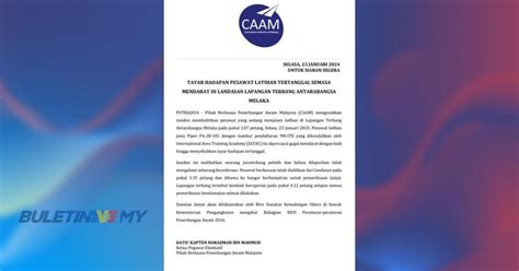 Tayar Depan Pesawat Latihan Tertanggal Ketika Mendarat Di LTAM CAAM