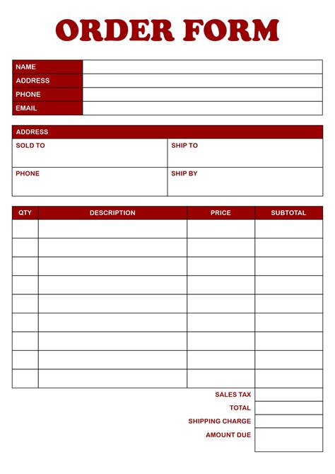 Ordering Form Template