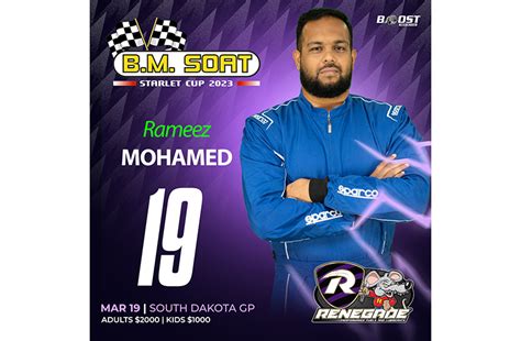 Rameez Mohamed Storms Bm Soat Starlet Cup Pole Guyana Chronicle