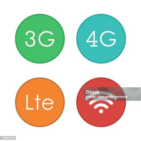 移動互聯網豐富多彩的圖示3g4g精簡無線網路符號電信標誌向量圖形及更多4號圖片 4號 商標 星球 Istock