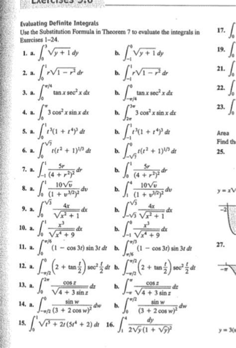 Solved Exercises Evaluating Definite Integrals Use The Chegg