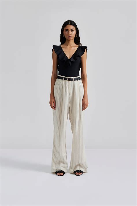 Carlotta Pants Natural Linen Pinstripe Ss24 Sale Malina