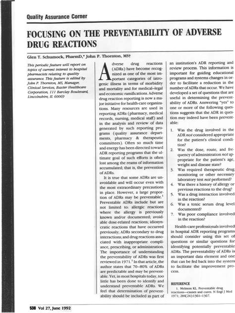 Pdf Focusing On The Preventability Of Adverse Drug Reactions